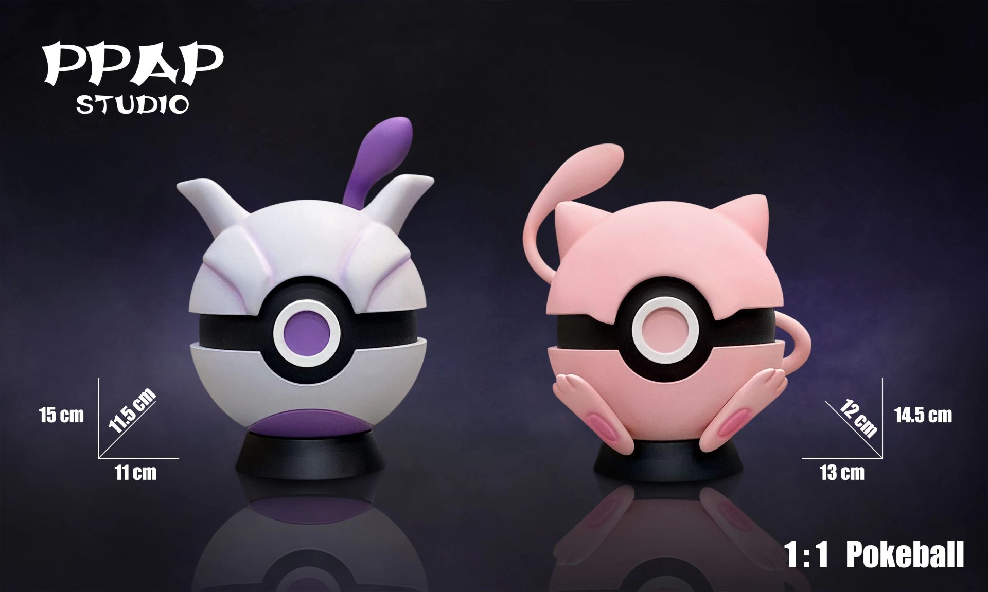 PPAP Studio Pokemon 1/1 Pokeball Mew and Mewtwo Family GK Resin Statue ...