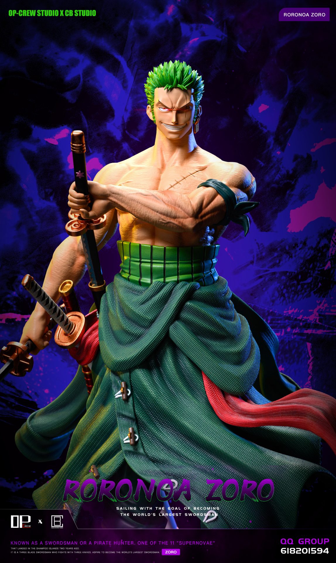 OP-Crew & Cousin Brother Studio OP Zoro GK Resin Statue PREORDER - Toy ...