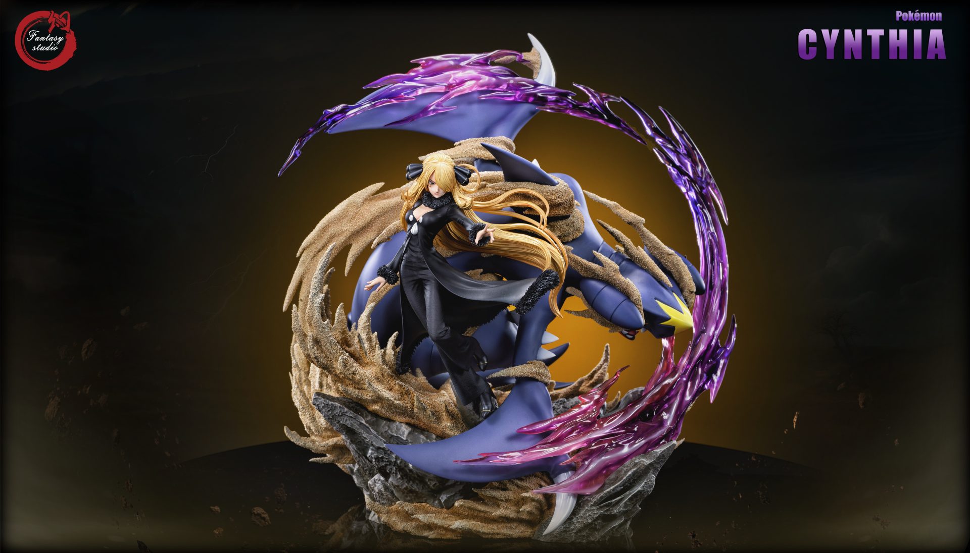 Fantasy Studio Pokemon Cynthia & Garchomp GK Resin Statue PREORDER ...