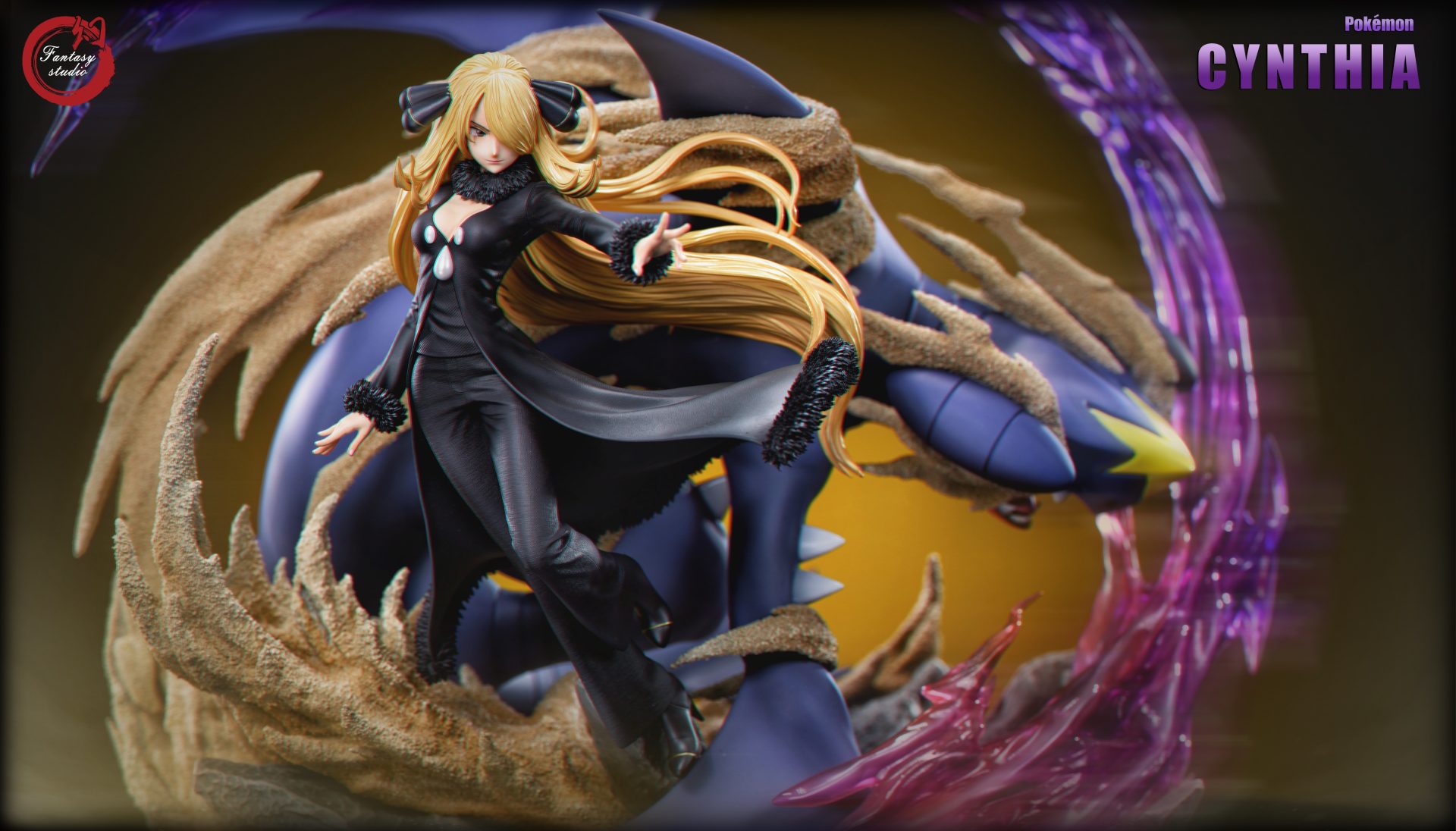 Fantasy Studio Pokemon Cynthia & Garchomp GK Resin Statue PREORDER ...