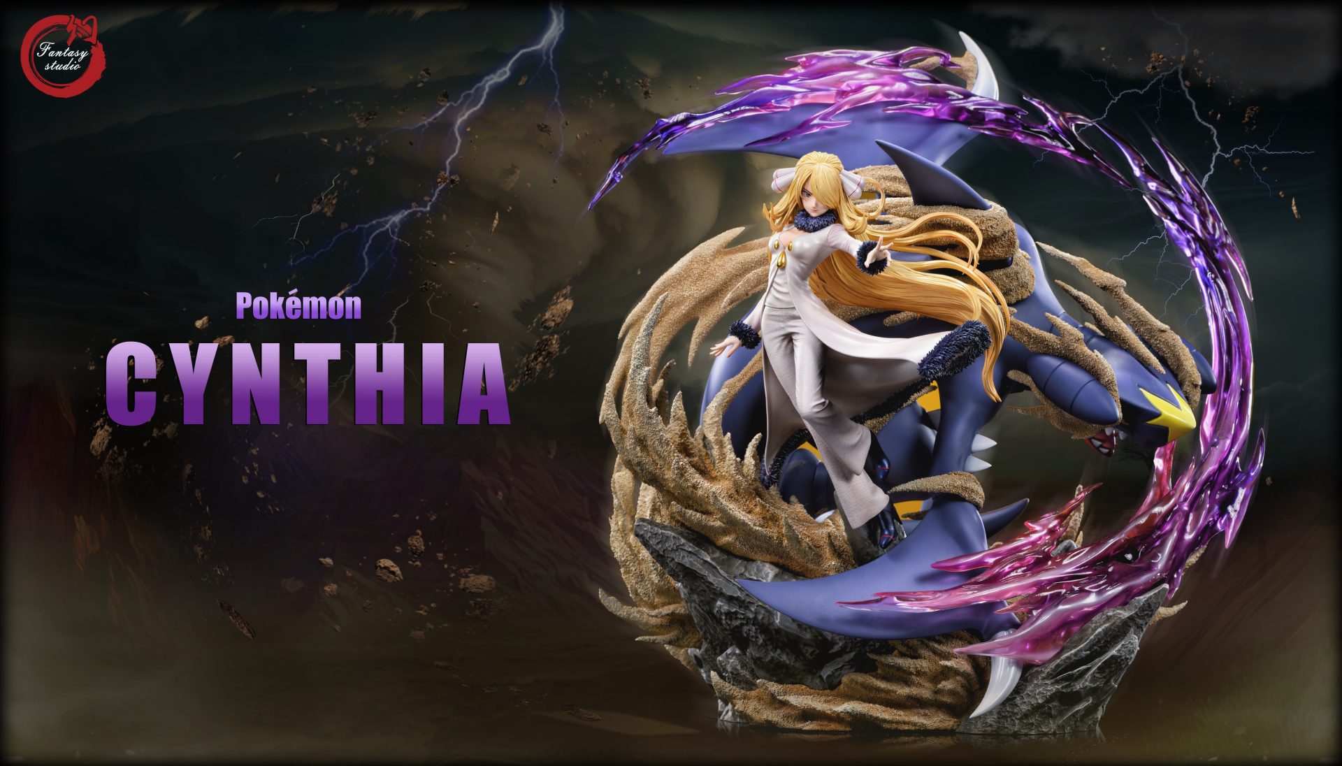 Fantasy Studio Pokemon Cynthia & Garchomp GK Resin Statue PREORDER ...