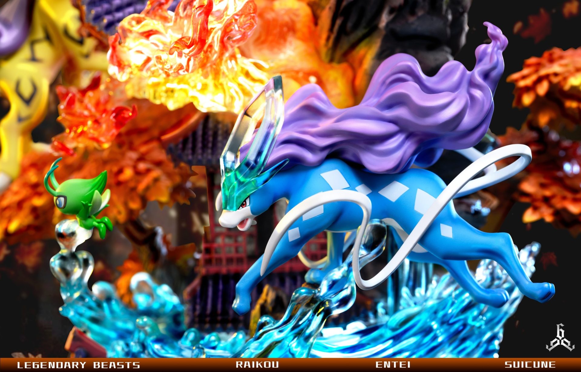 666 Studio Legendary Pokémon Entei & Raikou & Suicune GK Resin Statue ...
