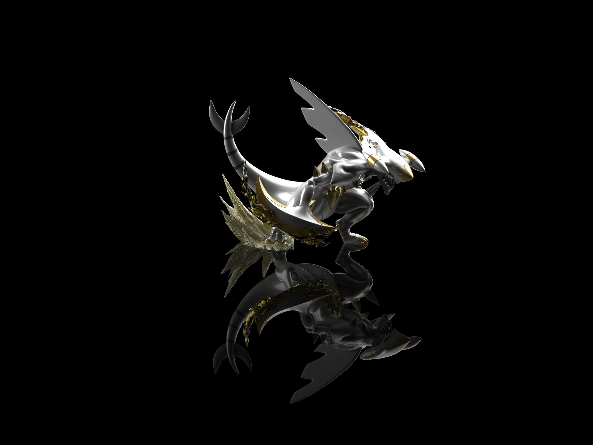 Unknown Made Studio Mega Garchomp Platinum Color GK Resin Statue ...