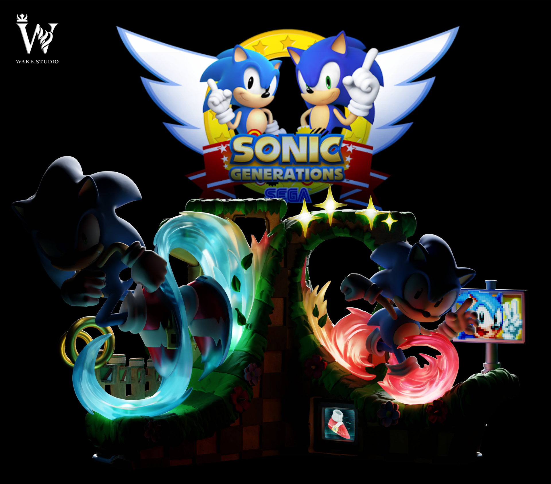 Wake Studio Super Sonic Speed Sonic GK Resin STATUE PREORDER - Toy Okoku